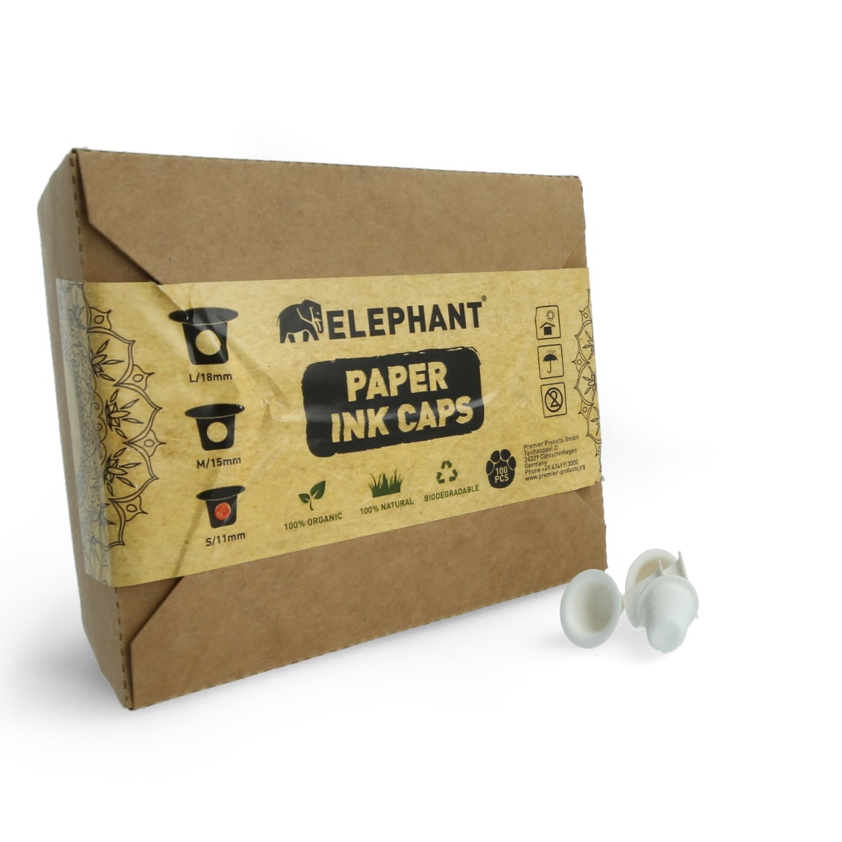 Elephant - Paper Ink Caps Biologisch abbaubar 100 Stück | Alles Fürs ...